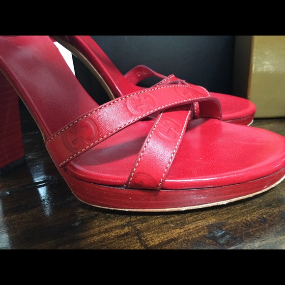 Gucci | Shoes | Gucci Red Leather Sandals Made In Italy | Poshmark
